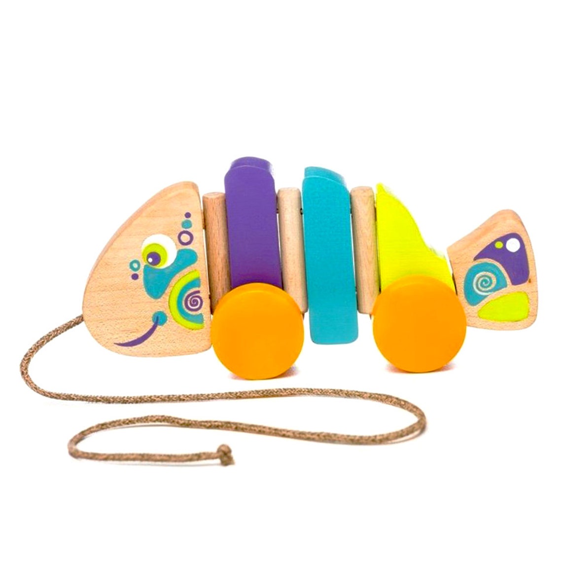 Fish Pull Wooden Toy,pull Along Fish Toys, Wooden Fish With Rotating ...