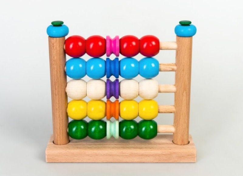 Wooden Rainbow Abacus 25, Wooden Counting Toy, Wooden Calculator ...