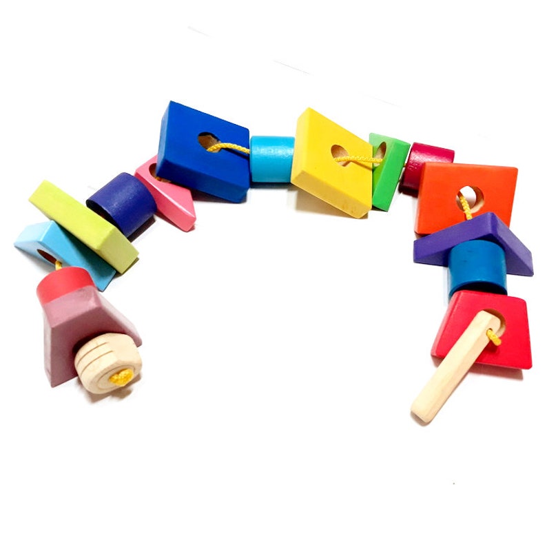 Geometric Shapes Lacing Set, Lacing Toy, Fine Motor Skills, Wooden ...