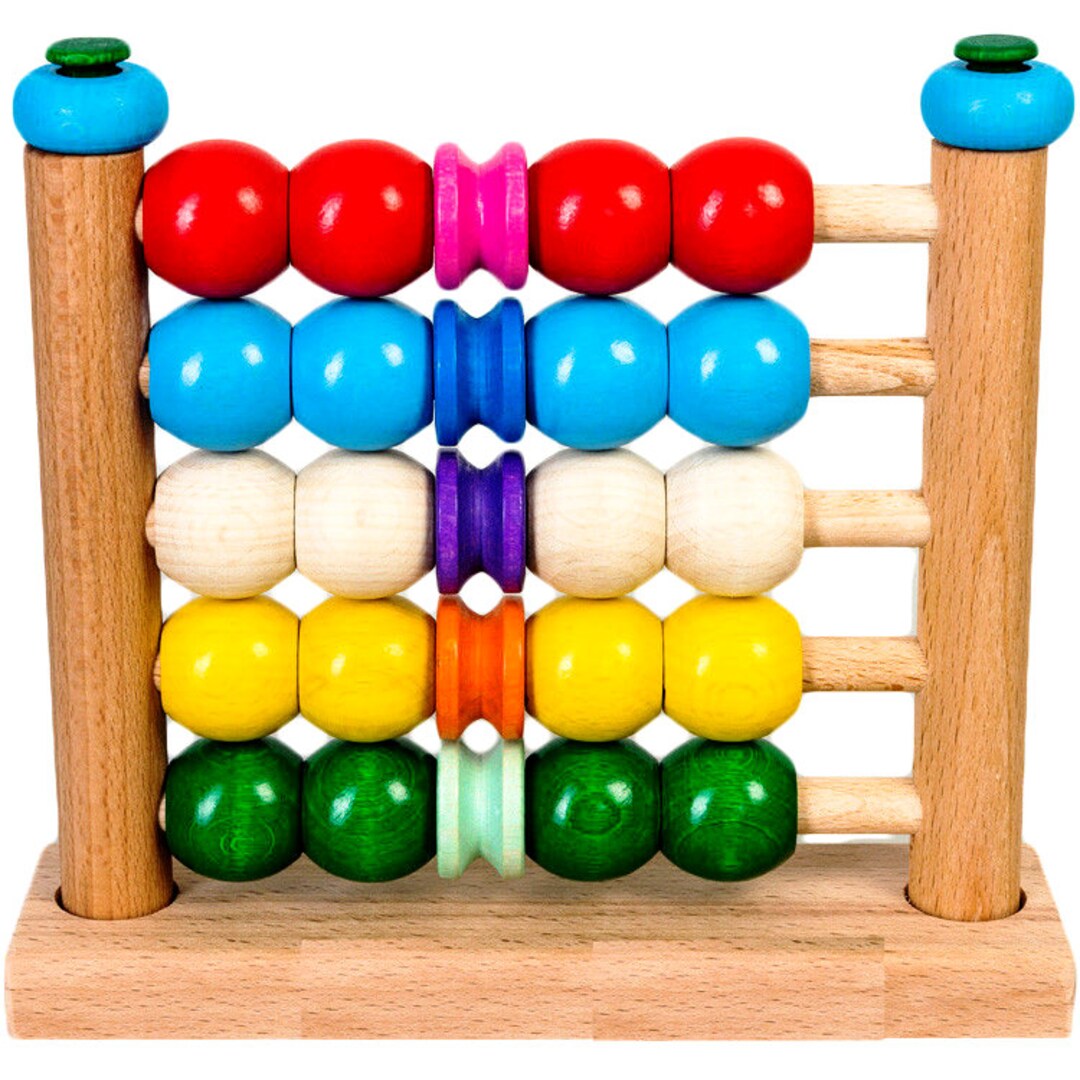 Wooden Rainbow Abacus 25, Wooden Counting Toy, Wooden Calculator ...
