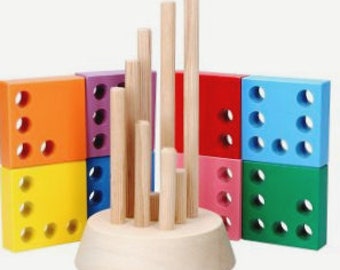 Wooden Stacking Toy Wooden Ring Stacker Montessori Pyramid | Etsy