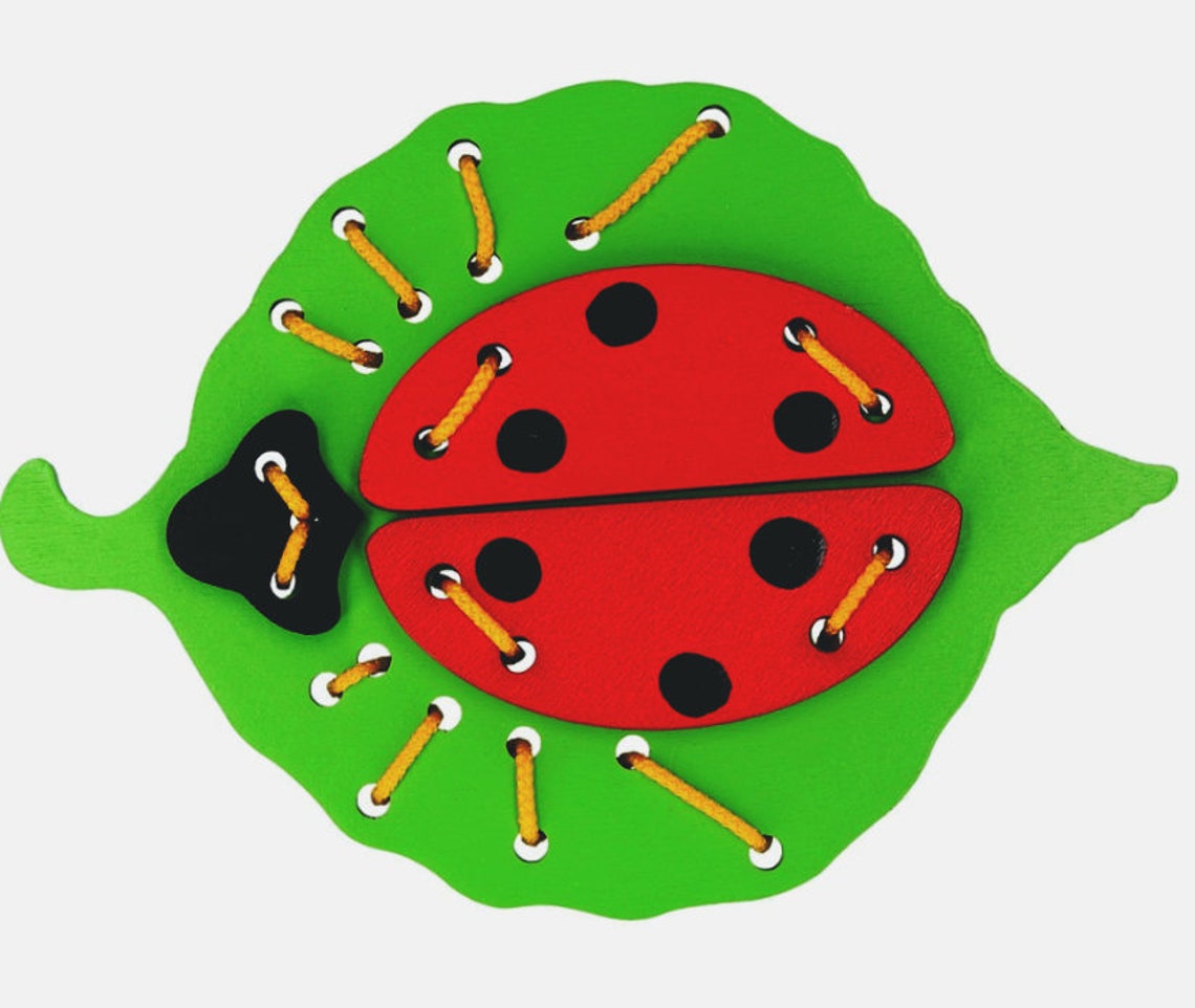 Wooden Lacing Ladybird Toy, Lacing Ladybird Toy, Ladybug Insect, Wooden ...