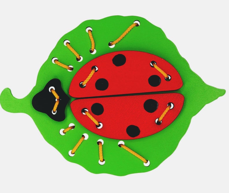 Wooden Lacing Ladybird Toy, Lacing Ladybird Toy, Ladybug Insect, Wooden ...