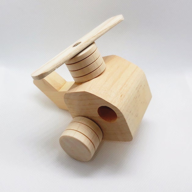 Wooden Helicopter Toy With Rotating Propeller and Wheels - Etsy