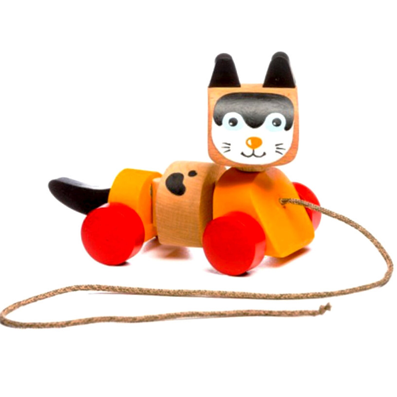 Wooden Cat Pull Toy Pull Along Cat Wooden Cat Toy With - Etsy