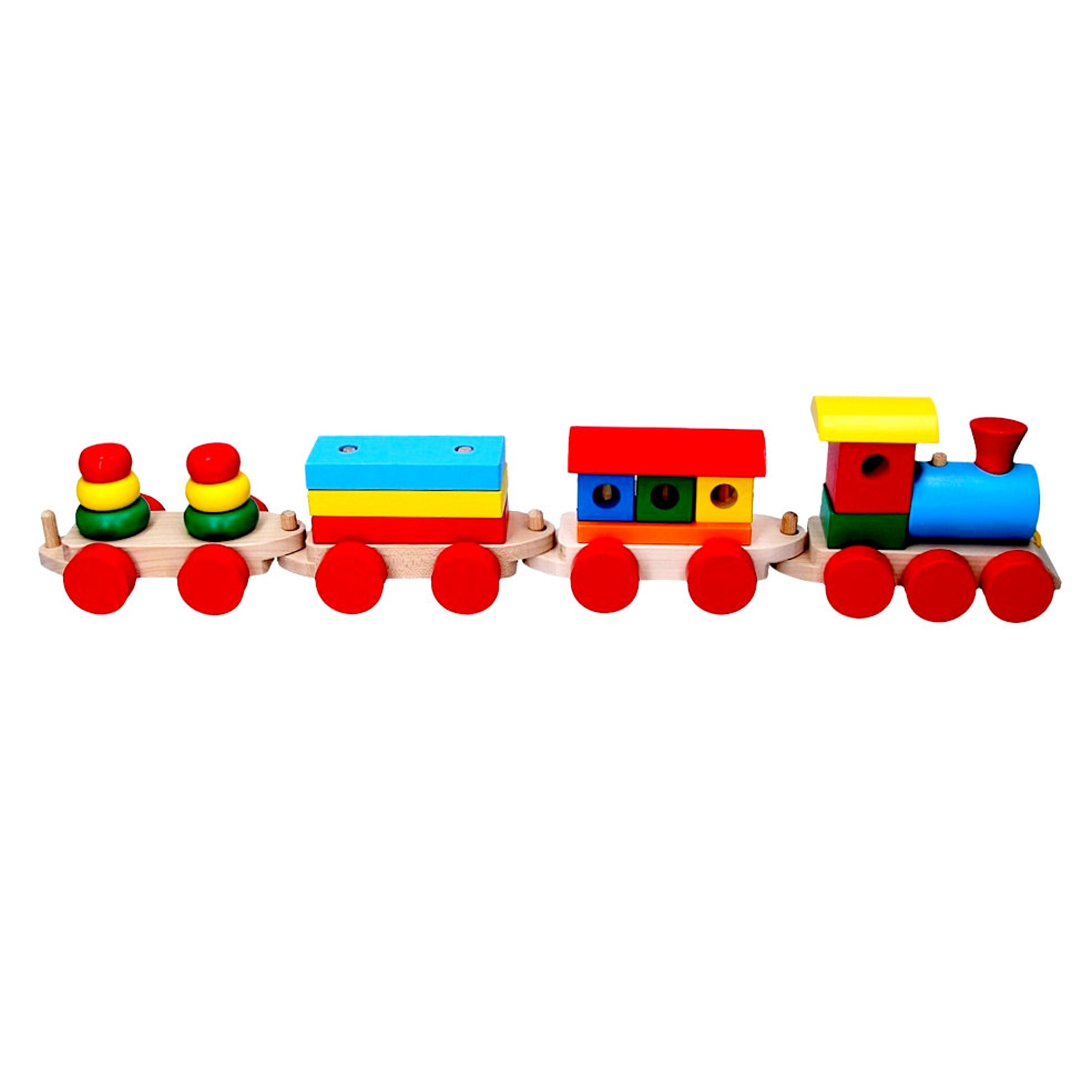 Wooden Train Pull Toy 2 Train 4 Set Steam Locomotive Toy - Etsy
