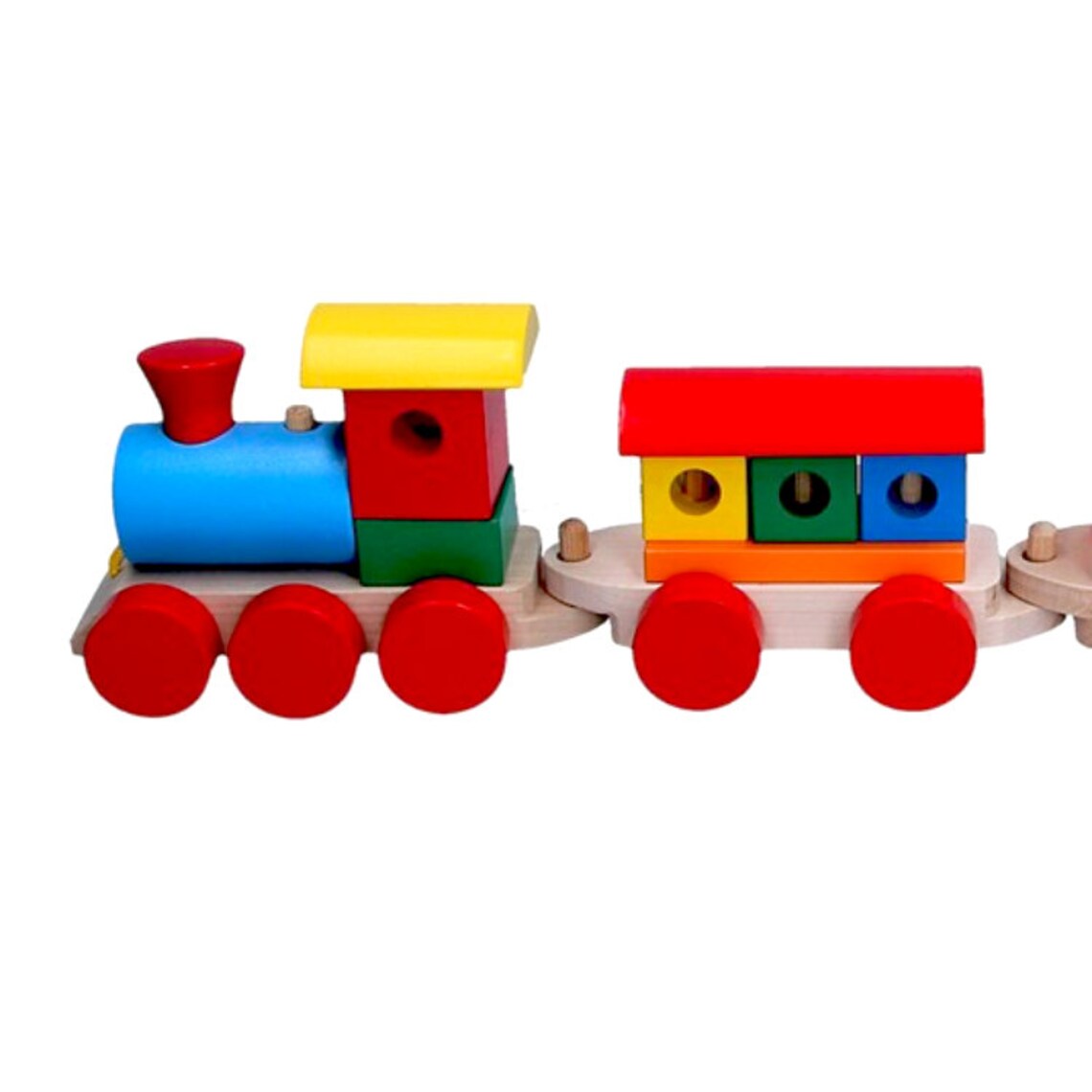 Wooden Train Pull Toy 2 Train 4 Set Steam Locomotive Toy - Etsy