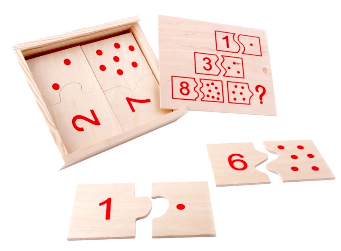 Wooden Number Dominoes Puzzle 10 Number Domino Number Math - Etsy