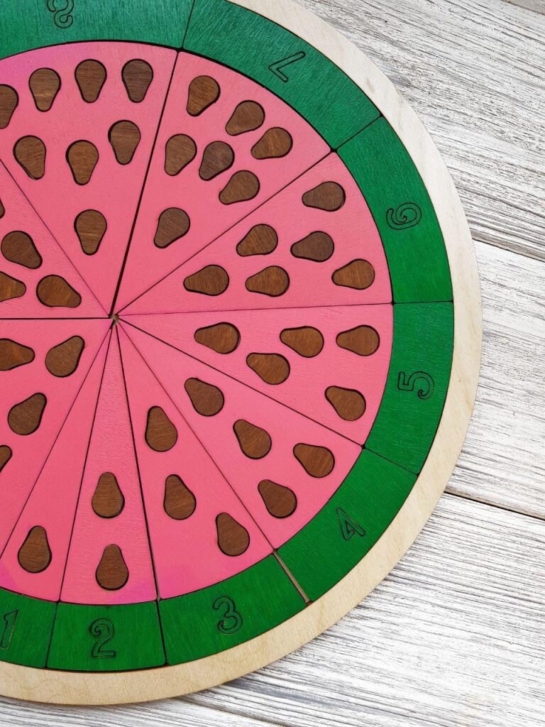 Watermelon Wooden Counting Puzzle Math Games Montessori - Etsy