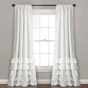Bohemian Frill Ruffle Curtains Cotton Panel Drapes Set for Bedroom ...