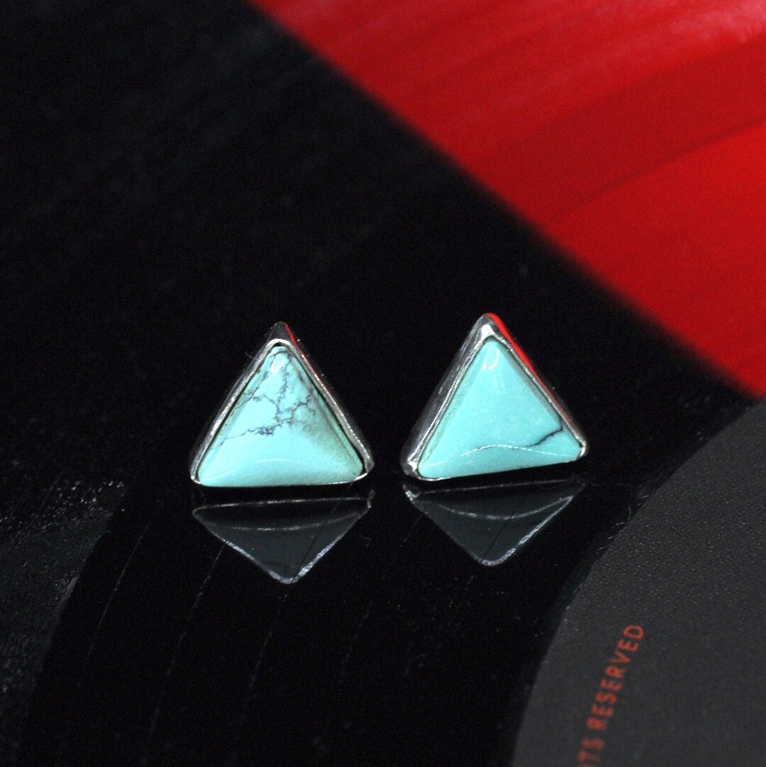 Triangle Turquoise Stud, Modern Turquoise Triangle Earring, Triangular ...