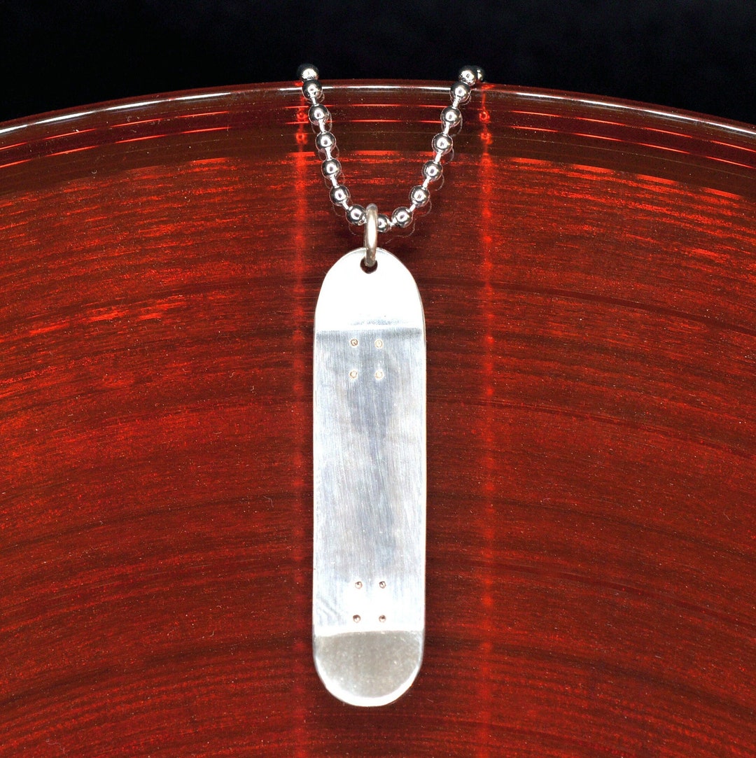 Sterling Silver Skateboard Deck Pendant, Skater Jewelry, Skater Gift ...