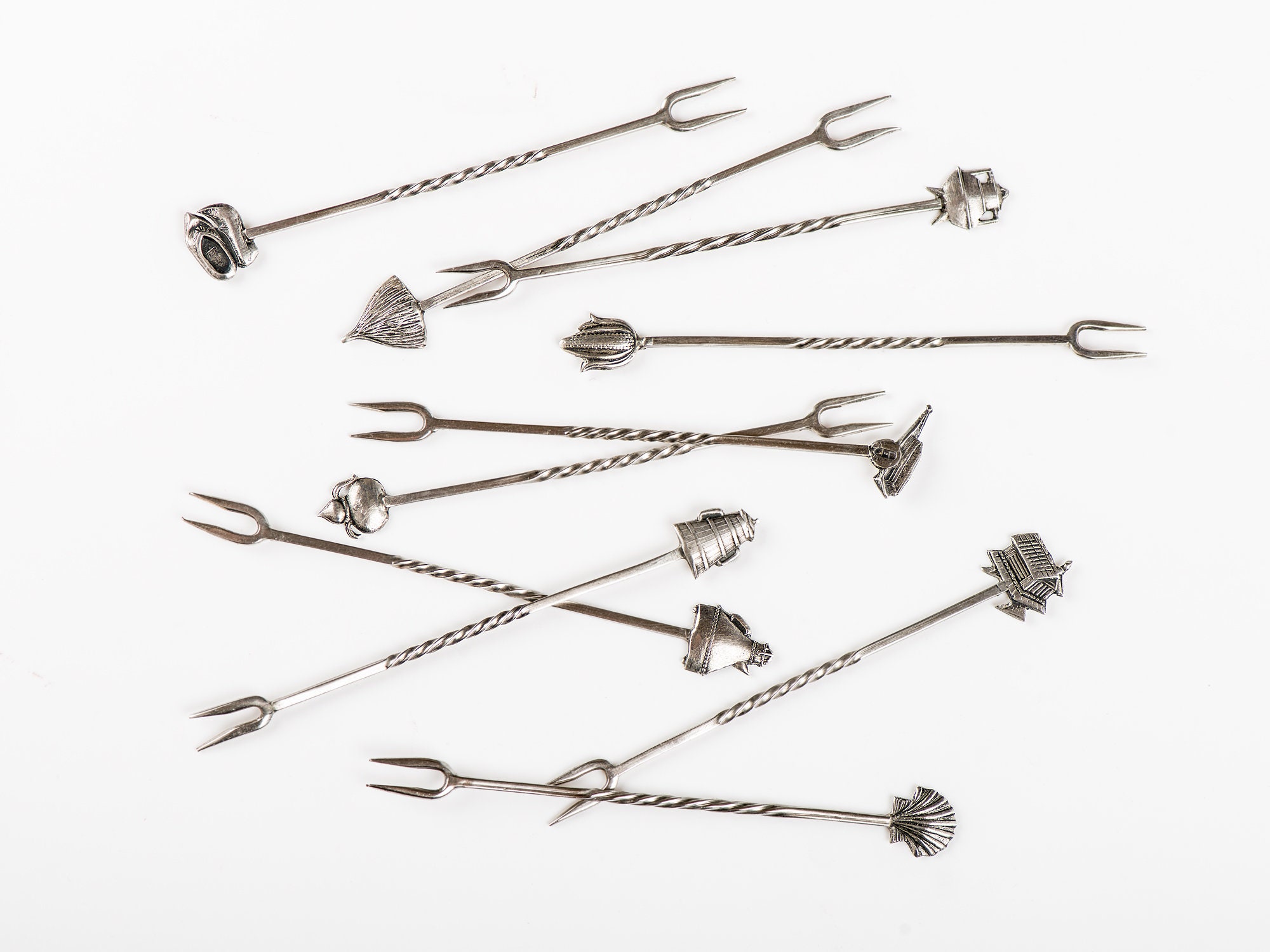 Sterling Silver Cocktail Sticks Vintage Set of 10 and Glass | Etsy