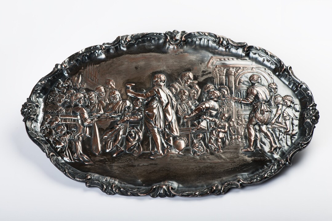 19th Century Silver Plated on Copper Religious Wall Hanging With Jesus ...