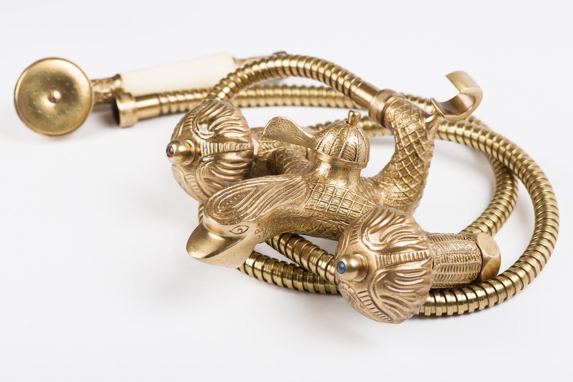 Bath Shower Mixer Tap Vintage Brass Restored Bathroom Hardware | Etsy