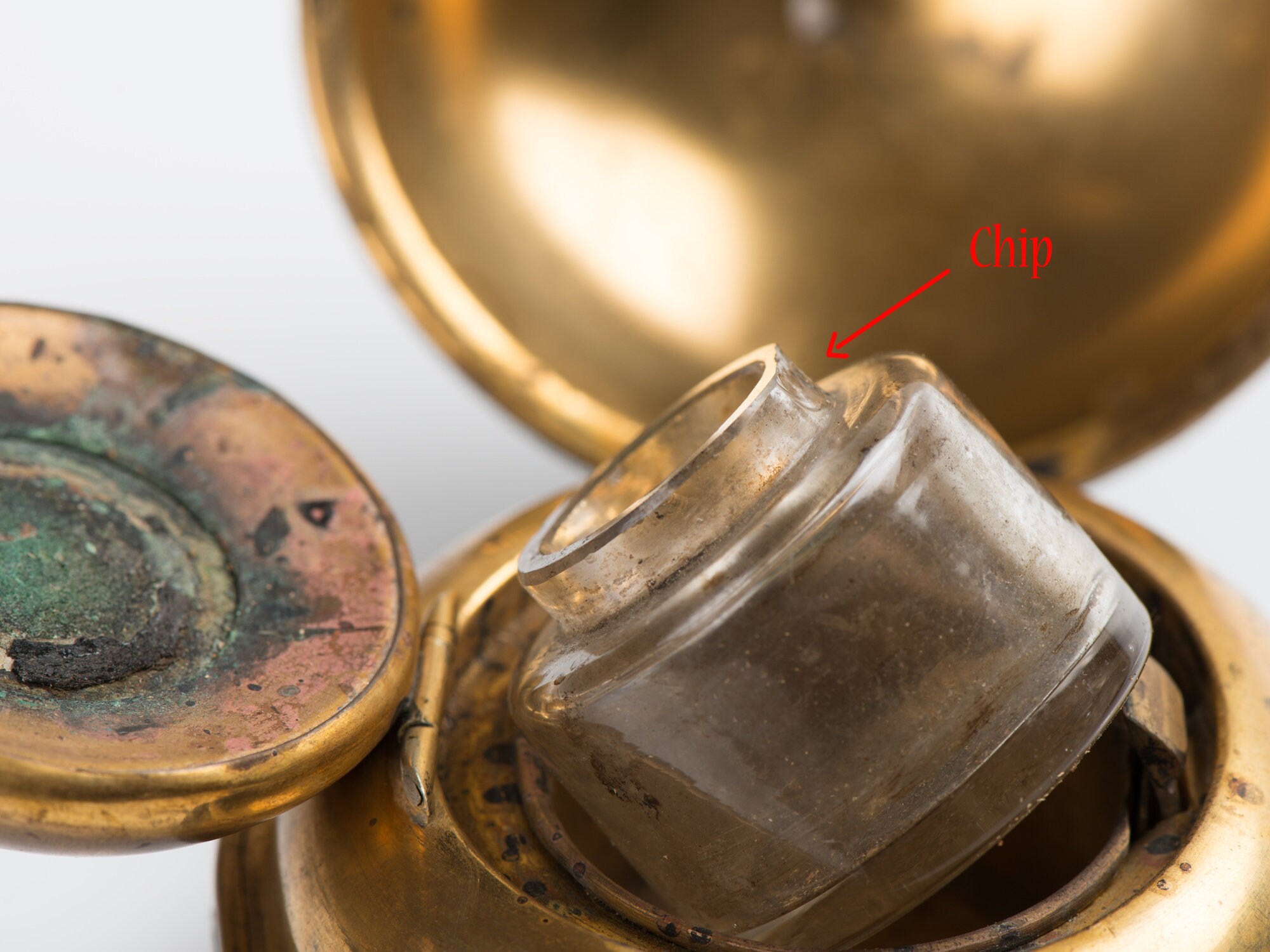 Vintage Victorian Leather Brass Sphere Traveling Inkwell | Etsy