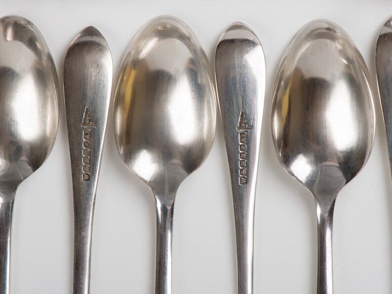 Vintage Silver Plated Tea Spoons with Sugar Tongs in Original | Etsy