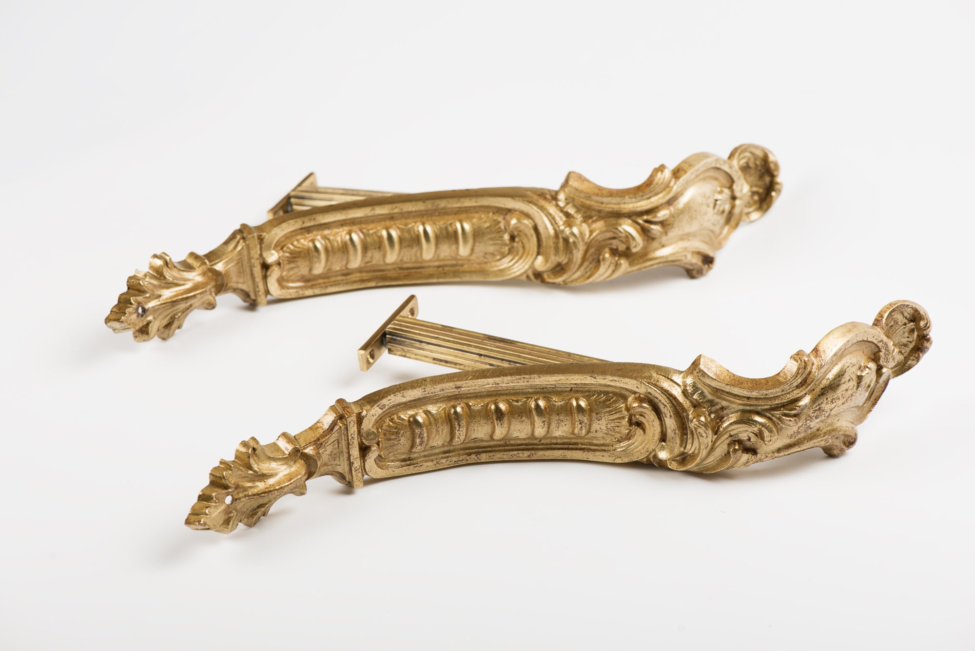 Vintage Pair Brass Curtain Rod Brackets for 2 Rods - Etsy