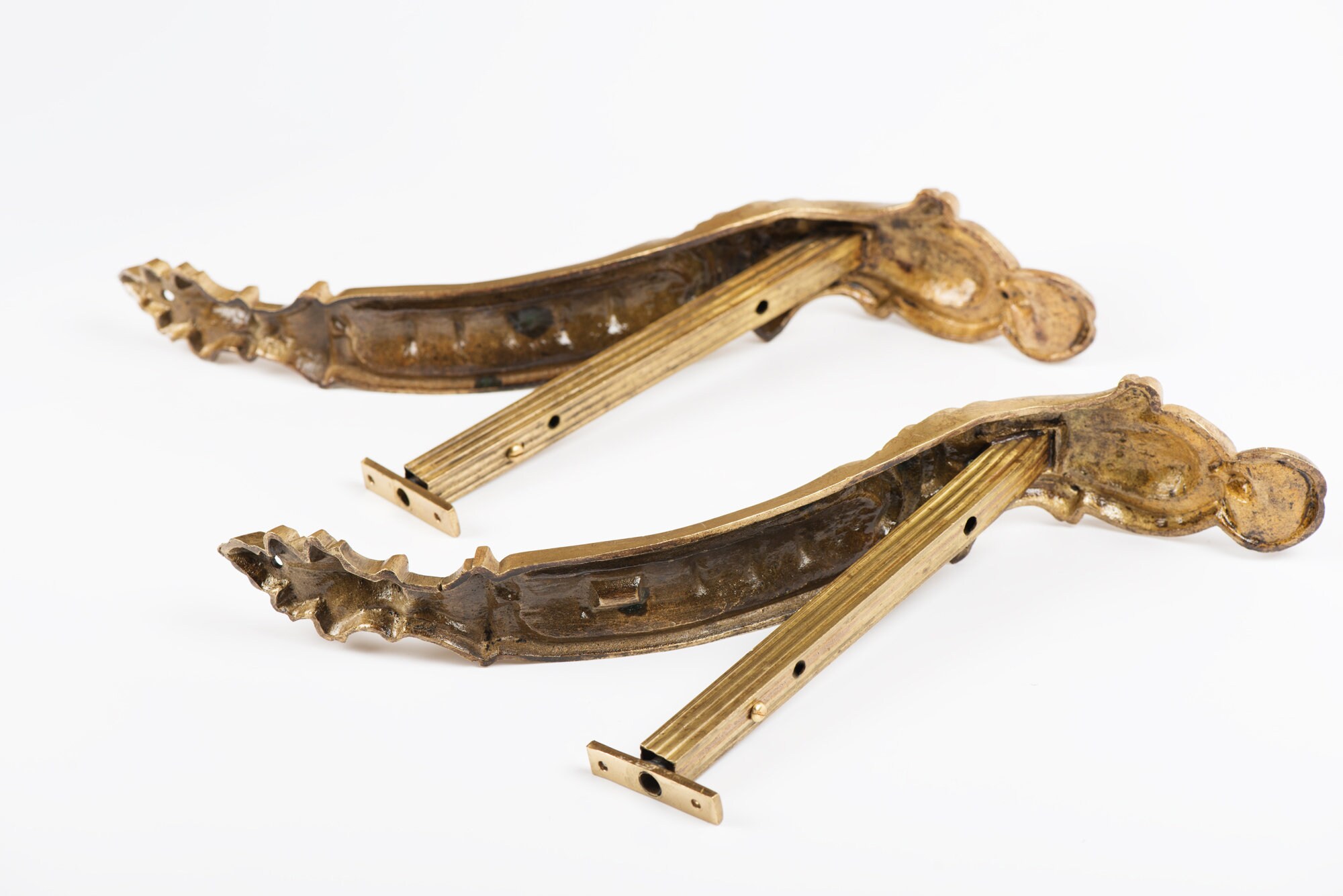 Vintage Pair Brass Curtain Rod Brackets for 2 Rods | Etsy