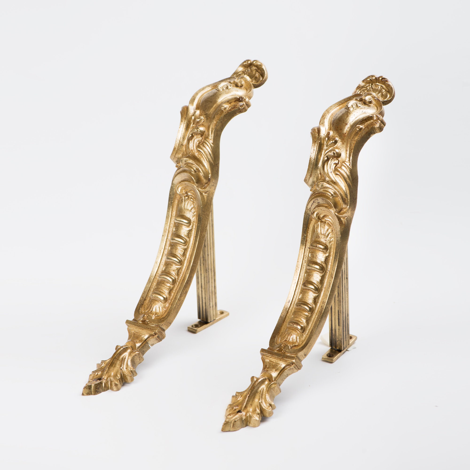 Vintage Pair Brass Curtain Rod Brackets for 2 Rods | Etsy