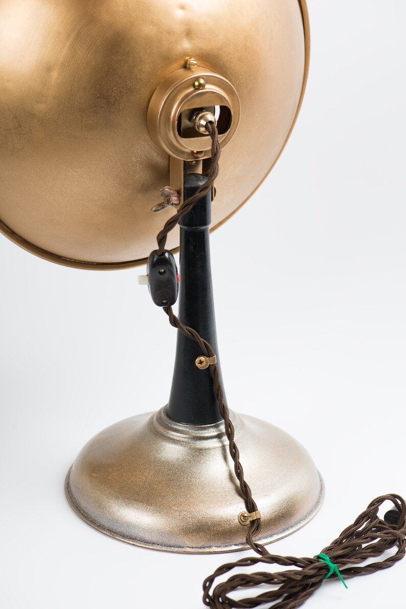 Industrial Table Lamp Brass Upcycled Light With Oscillating - Etsy