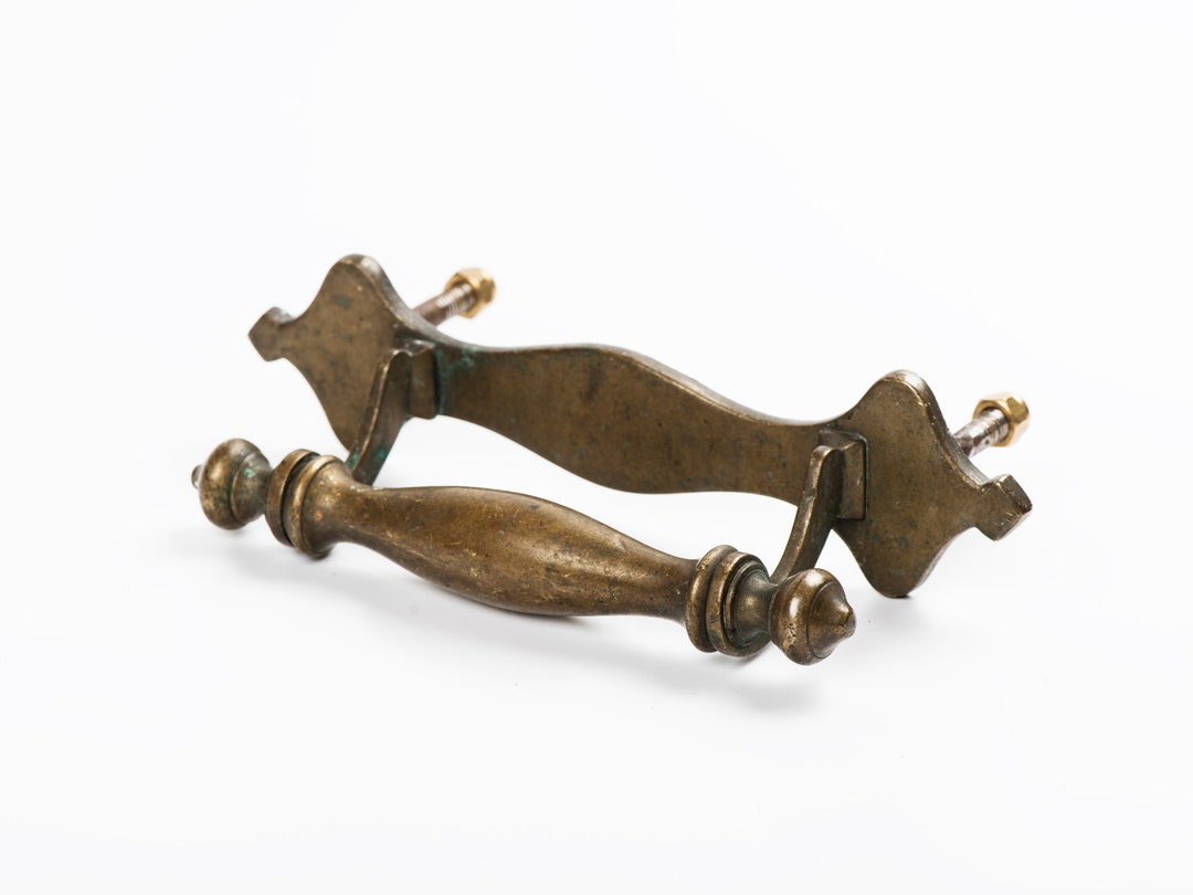 Vintage Single Pull Handle on Plate in Heavy Solid Brass - Etsy