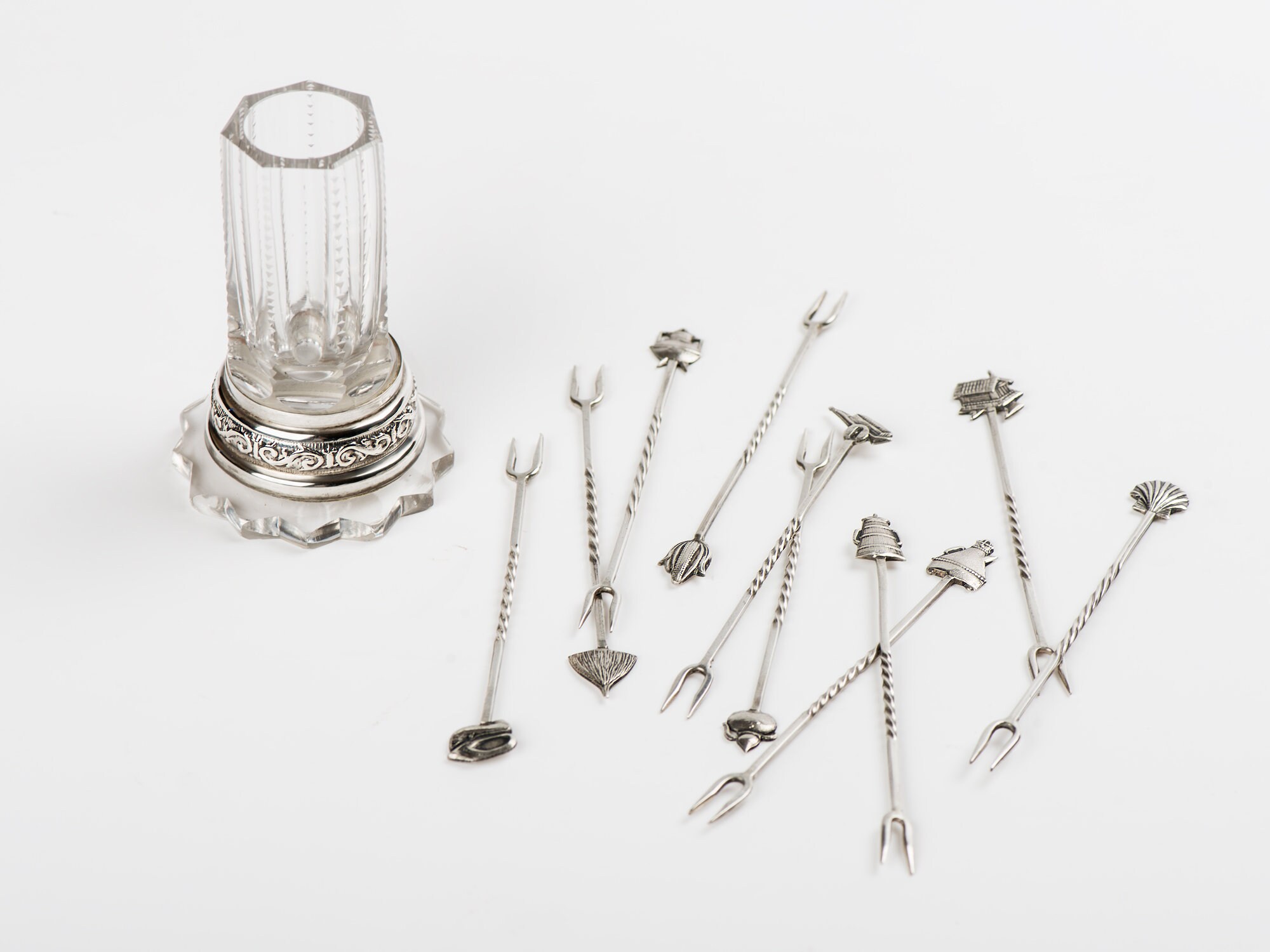 Sterling Silver Cocktail Sticks Vintage Set of 10 and Glass | Etsy