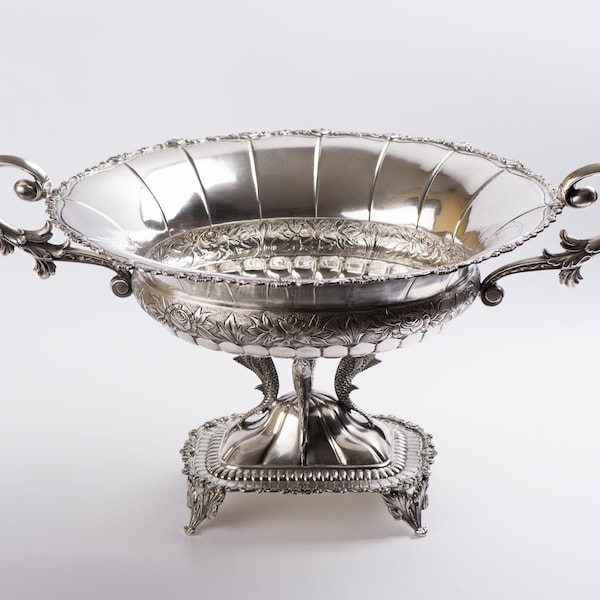 Large Silver Bowl With Handles - Etsy