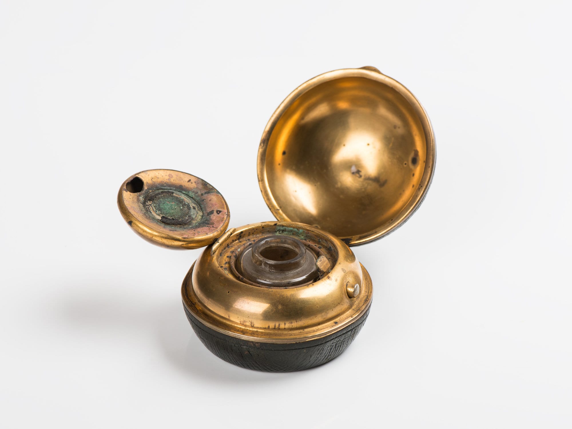 Vintage Victorian Leather Brass Sphere Traveling Inkwell | Etsy