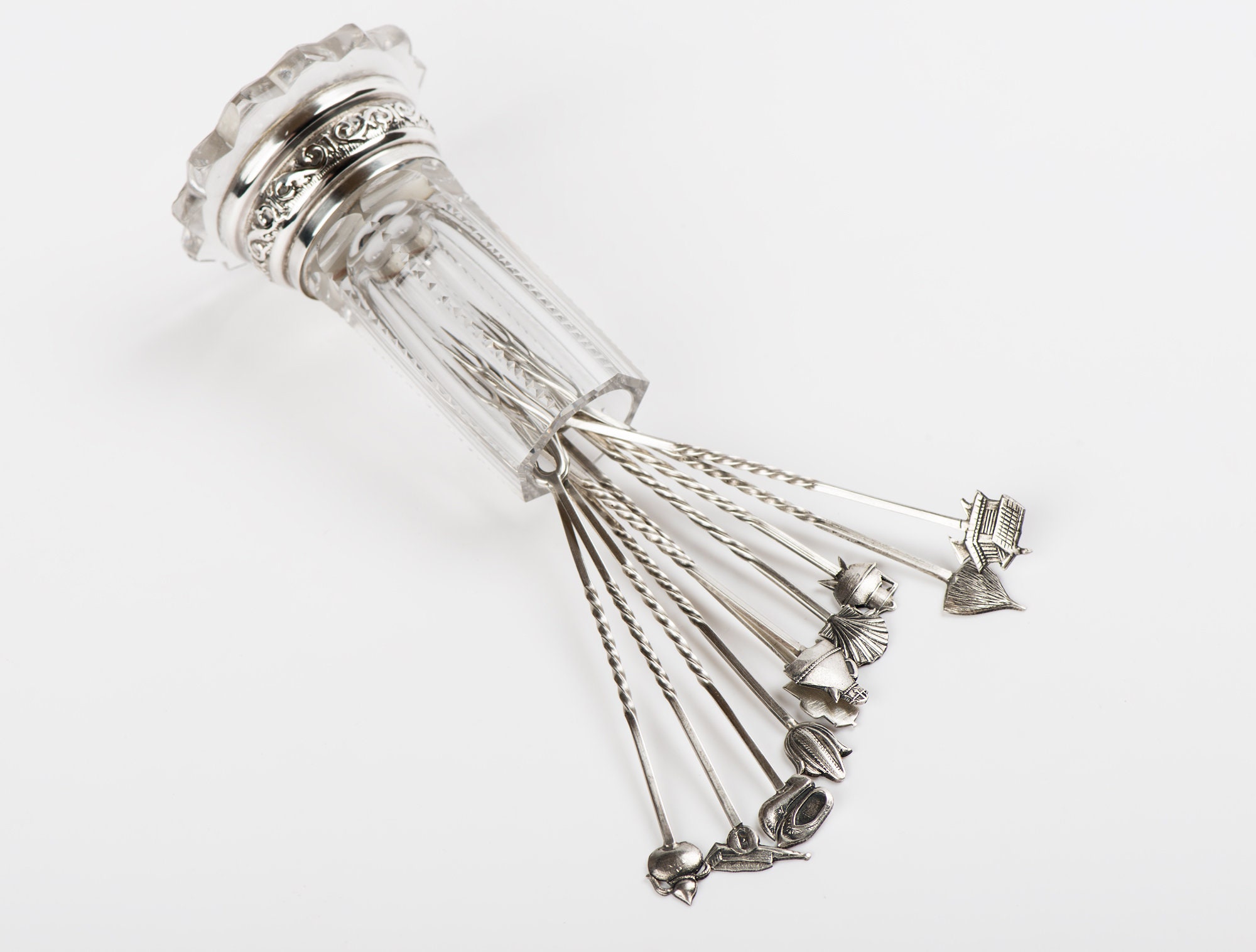 Sterling Silver Cocktail Sticks Vintage Set of 10 and Glass | Etsy