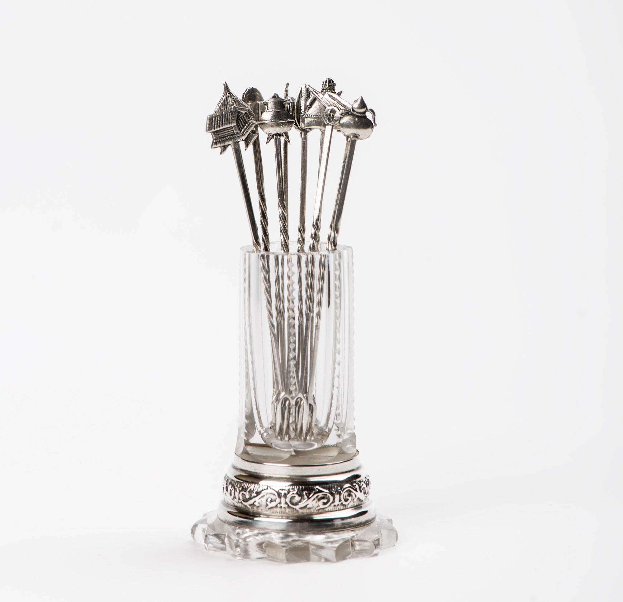 Sterling Silver Cocktail Sticks Vintage Set of 10 and Glass | Etsy