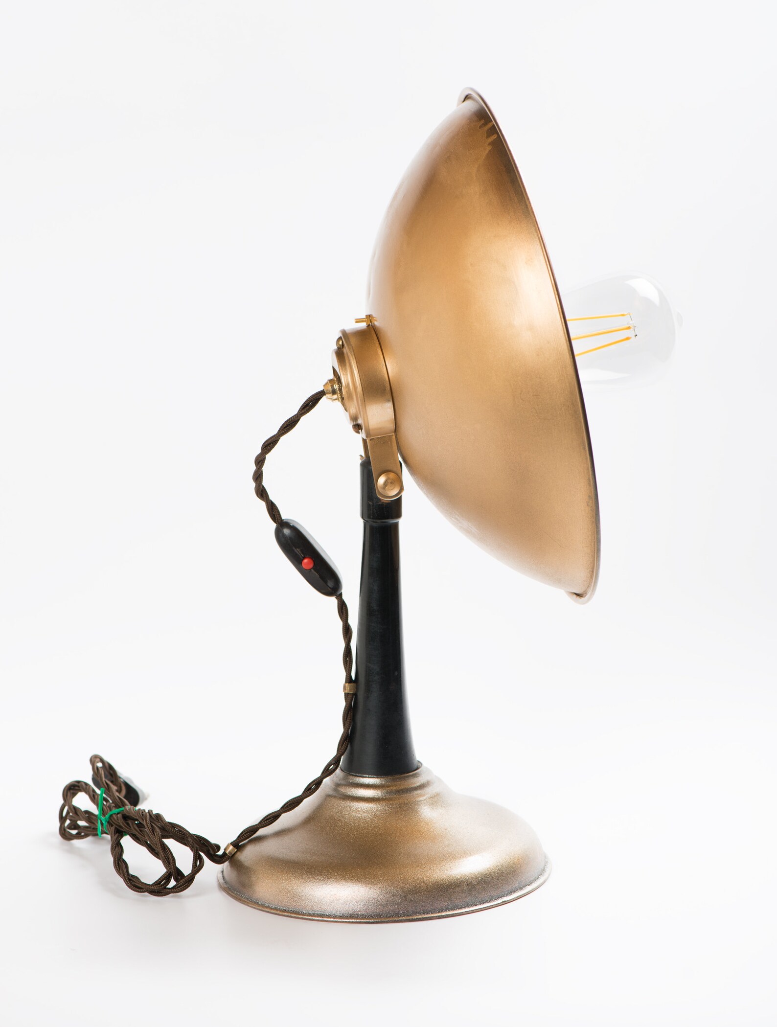 Industrial Table Lamp Brass Upcycled Light With Oscillating - Etsy