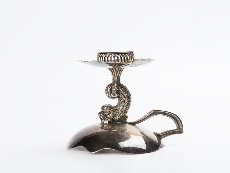 Vintage Dolphin Fish Candlestick Holder Nickel Silver - Etsy