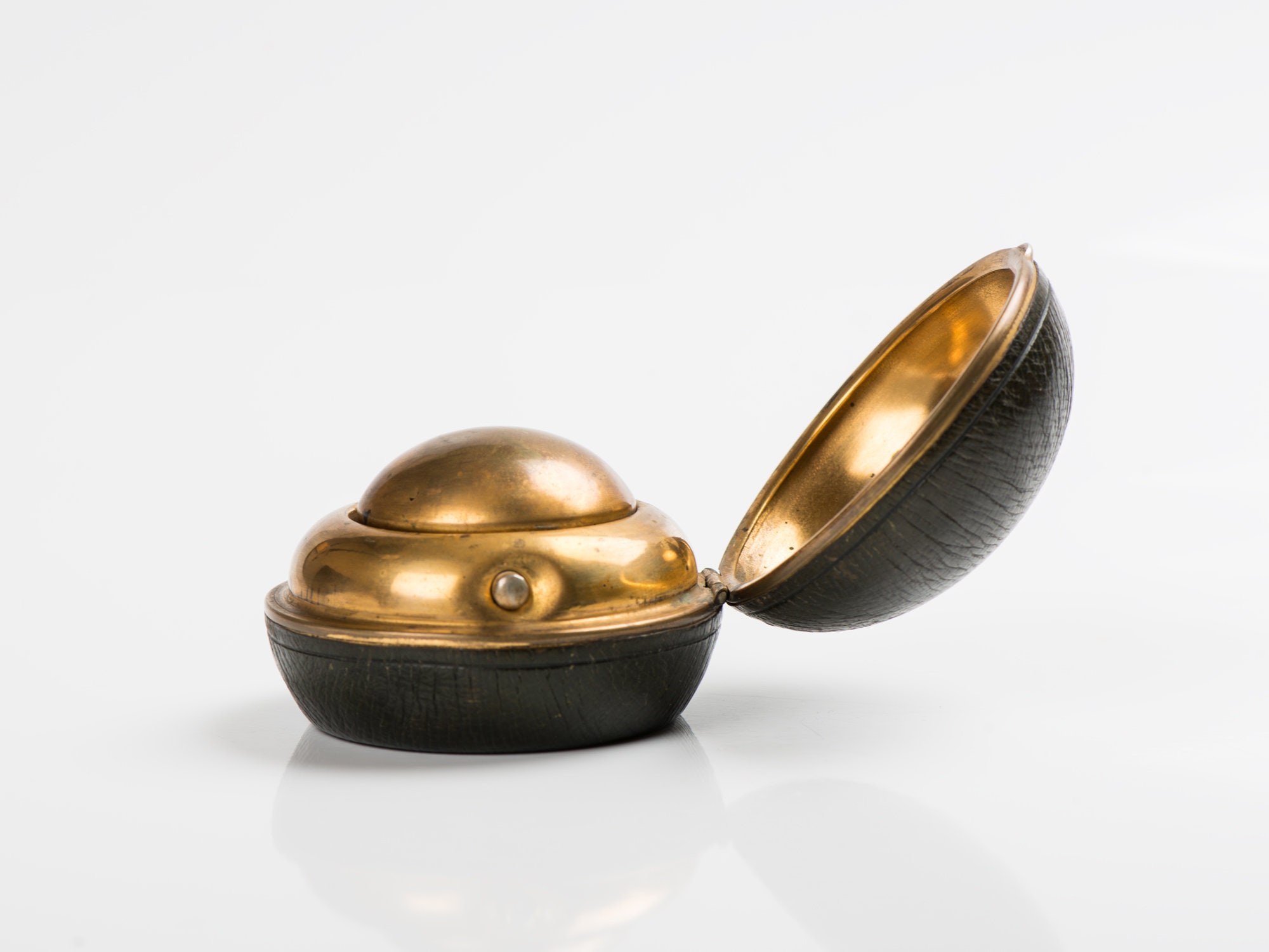 Vintage Victorian Leather Brass Sphere Traveling Inkwell | Etsy