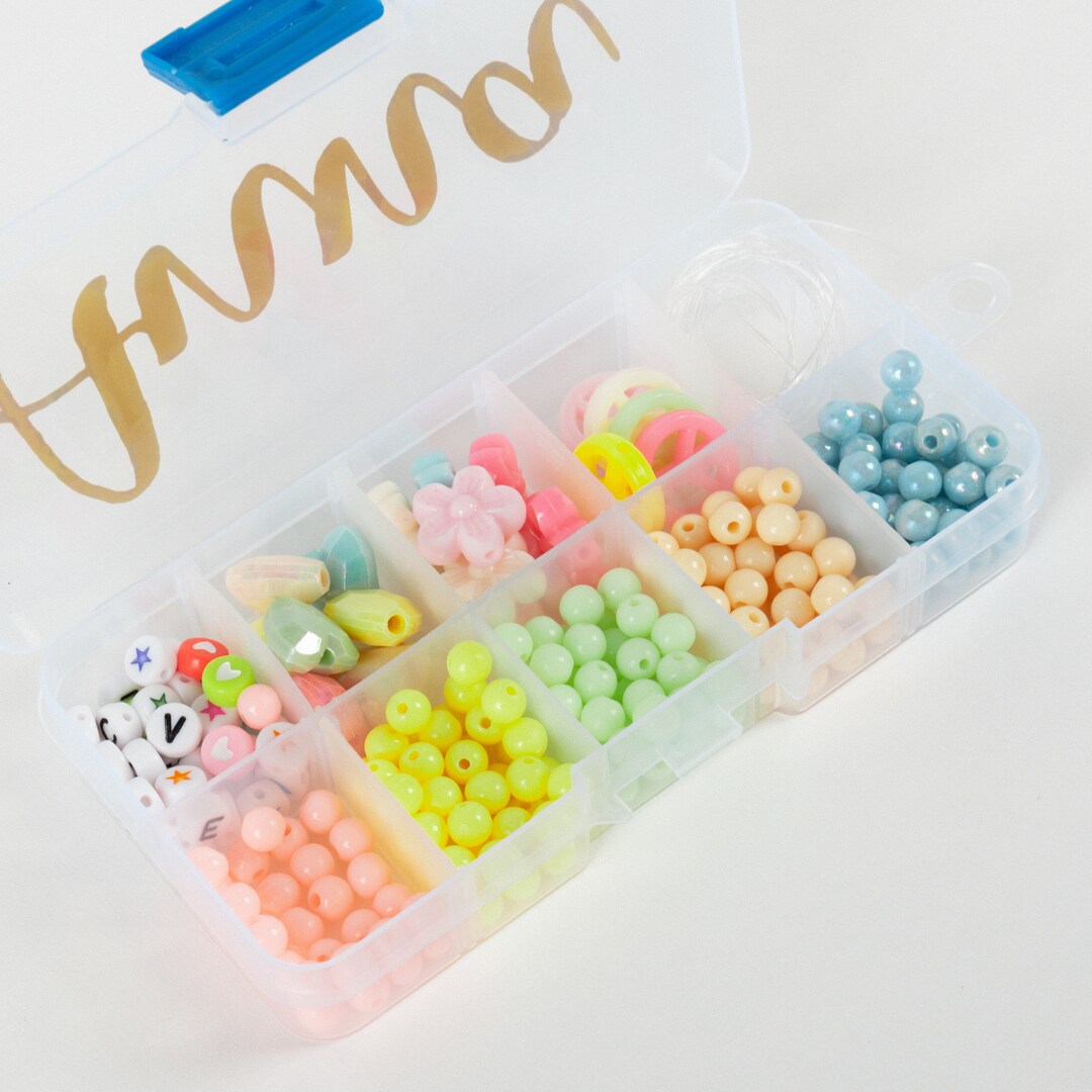DIY Stretchy Bracelets Kits With Custom Letter Beads, Hearts, Flowers ...