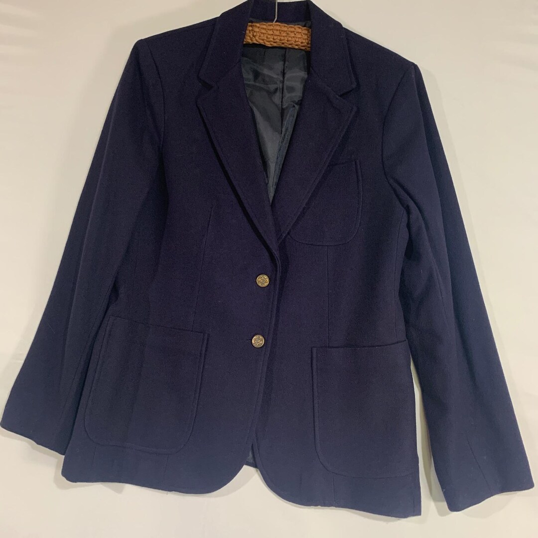 Vintage Wool Blazer Coat Academia Gold Buttons School Girl Style Size ...