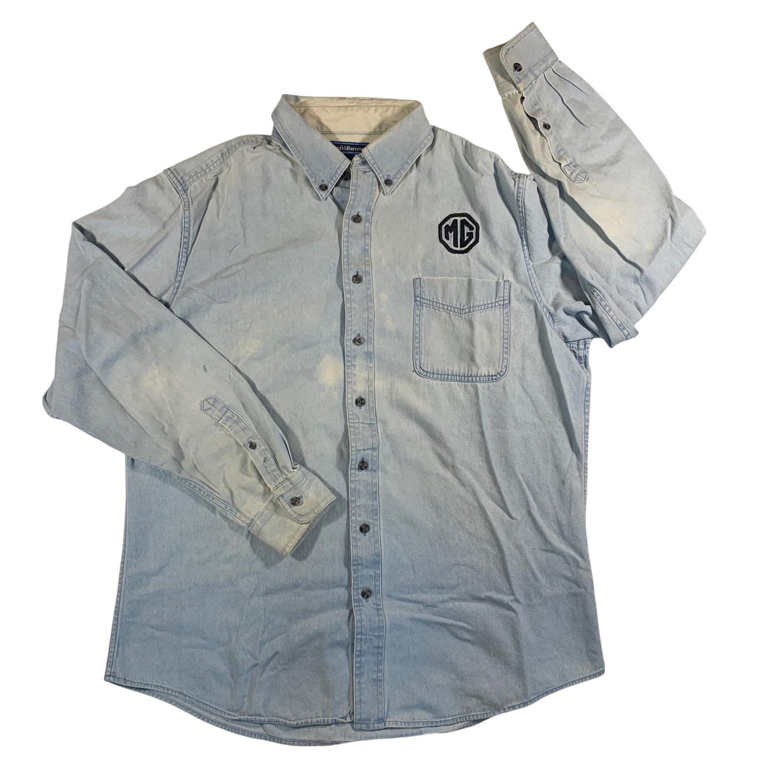 Vtg 90s Faded Croft & Barrow Denim Button up Shirt MG Logo Long Sleeve ...