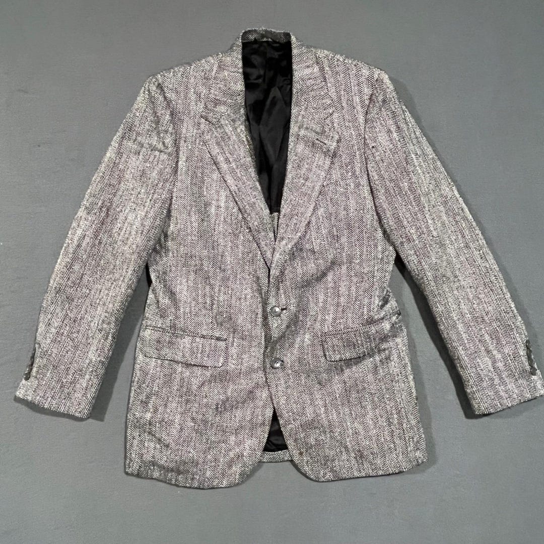 Vintage Coat Tails Continental Herringbone Blazer Gray Mens XL Union ...
