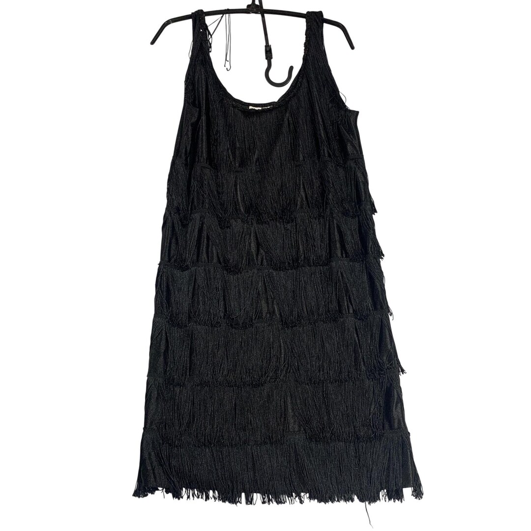California Costume Flapper Dress Fringe Sequin Sleeveless Black Adult X ...
