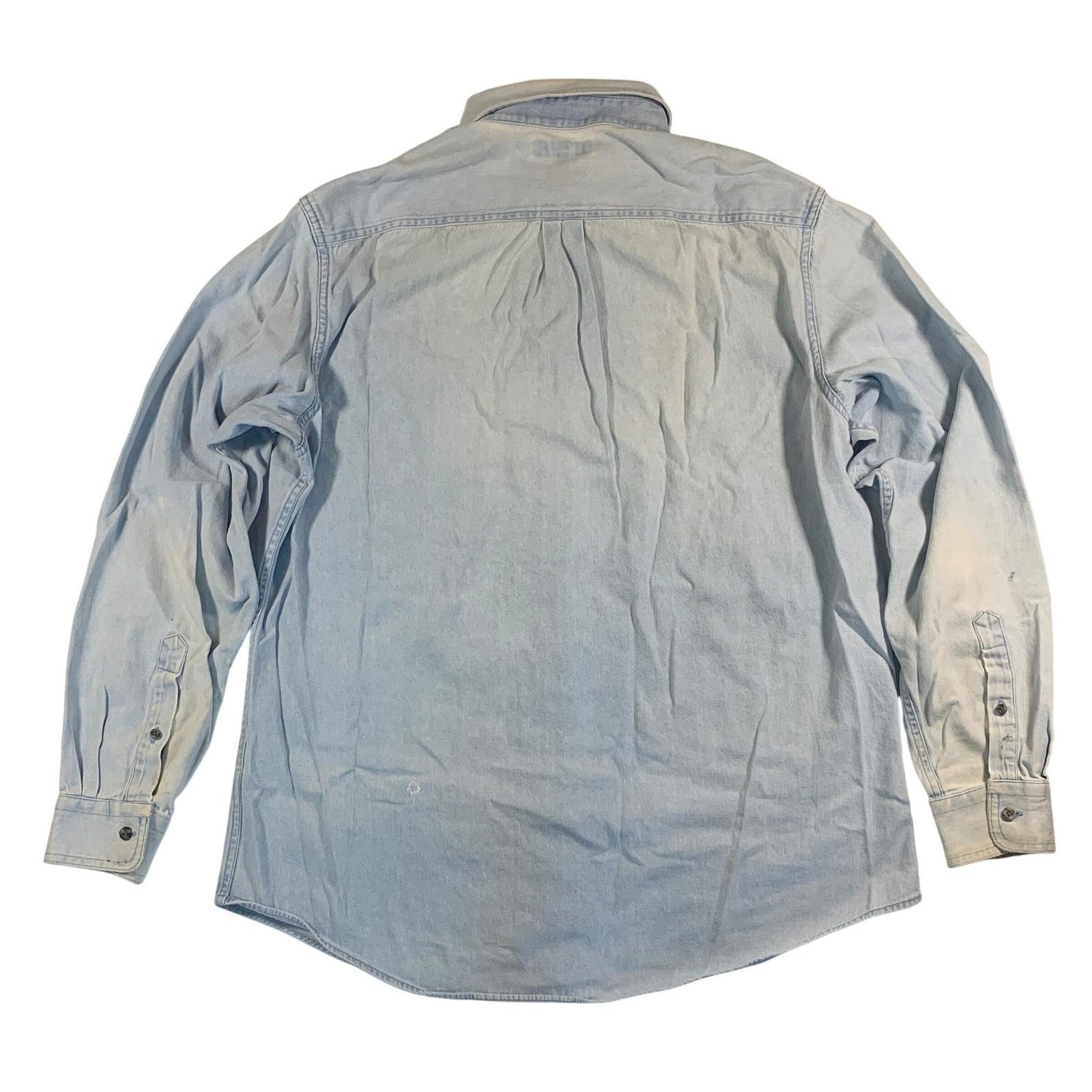 Vtg 90s Faded Croft & Barrow Denim Button up Shirt MG Logo Long Sleeve ...