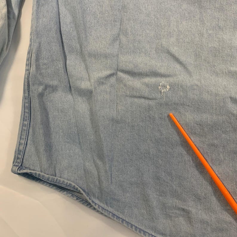 Vtg 90s Faded Croft & Barrow Denim Button up Shirt MG Logo Long Sleeve ...
