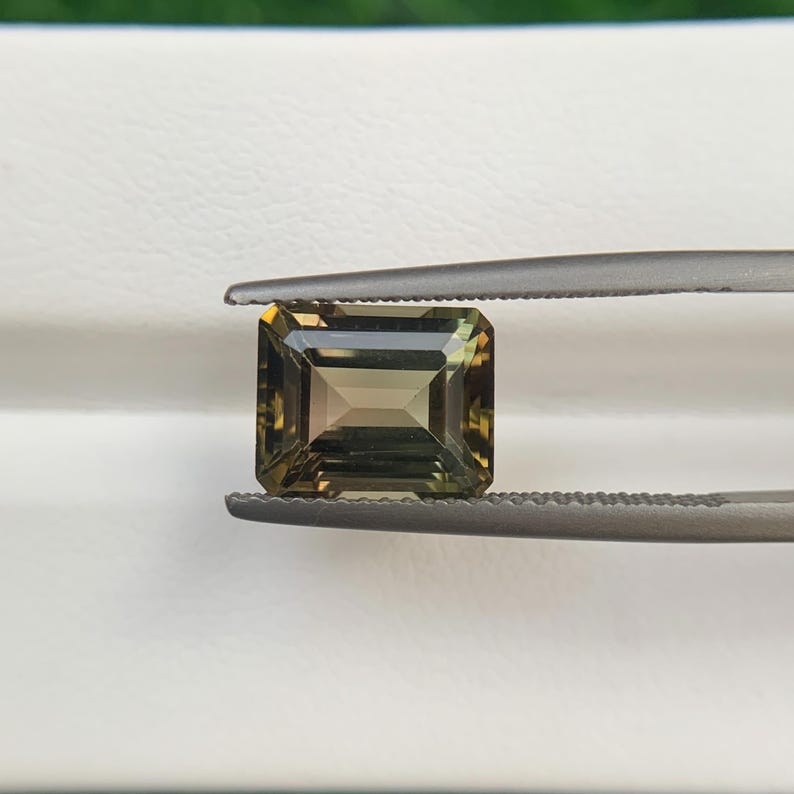 Olive Green Tourmaline Gemstone, Octagon Cut, 3.05 Carat, October ...