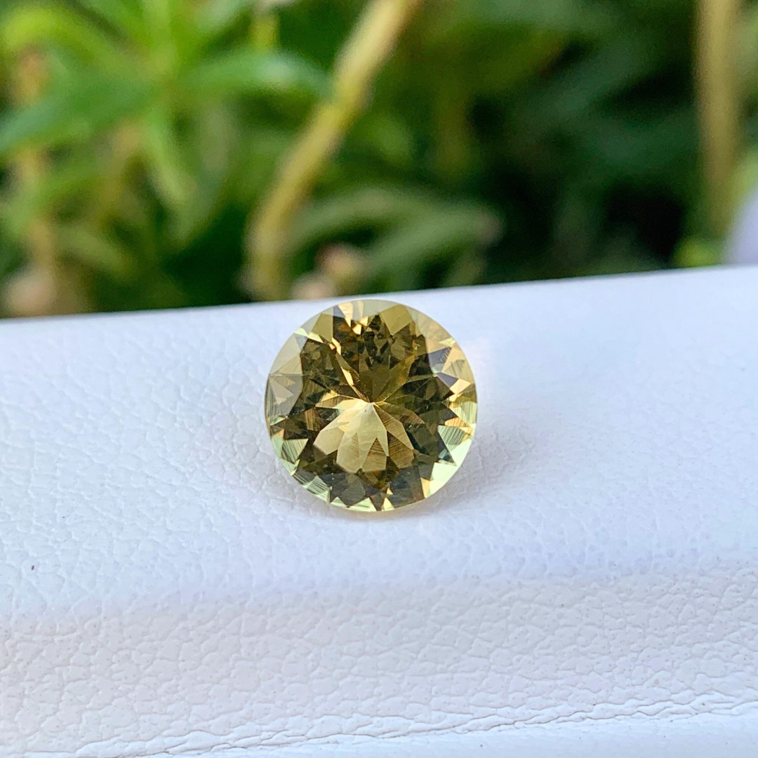 AA Natural Heliodor Round Cut 1.07 Carat Natural Golden Beryl 7.10 MM ...
