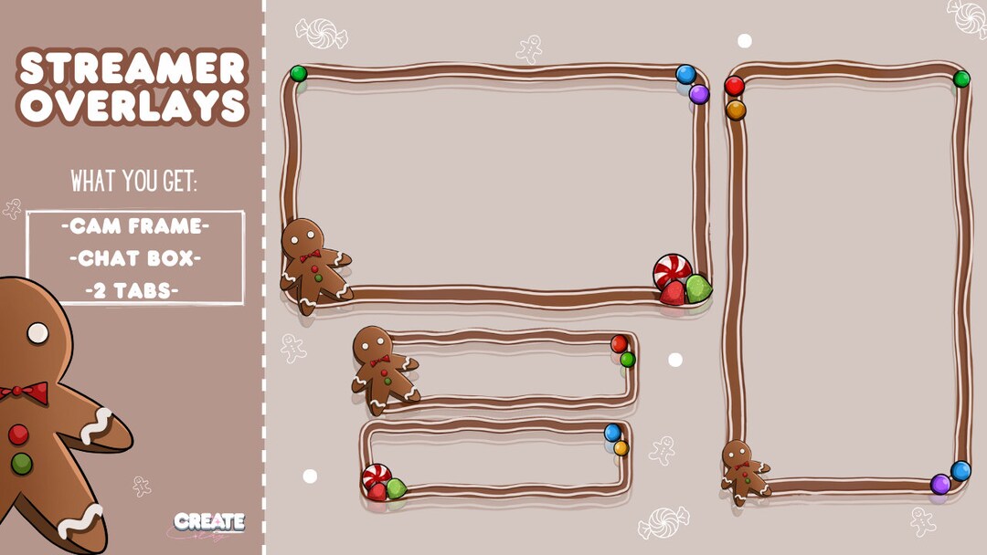 Gingerbread Overlay Chatbox, Cam Frame and Tabs - Etsy