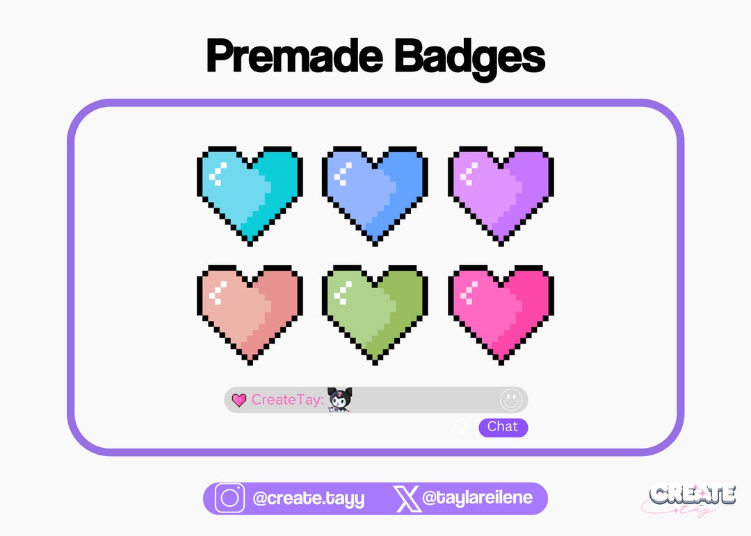 Pixel Heart Streamer Badges - Etsy