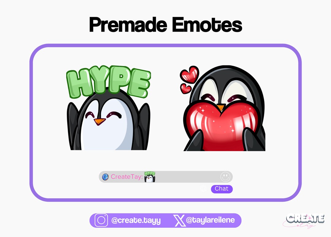 Streamer Penguin Emotes | Love Emote, Hype Emote - Etsy
