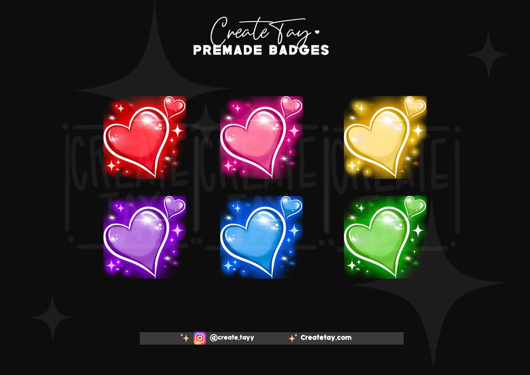 Airbrushed Heart Badges - Etsy