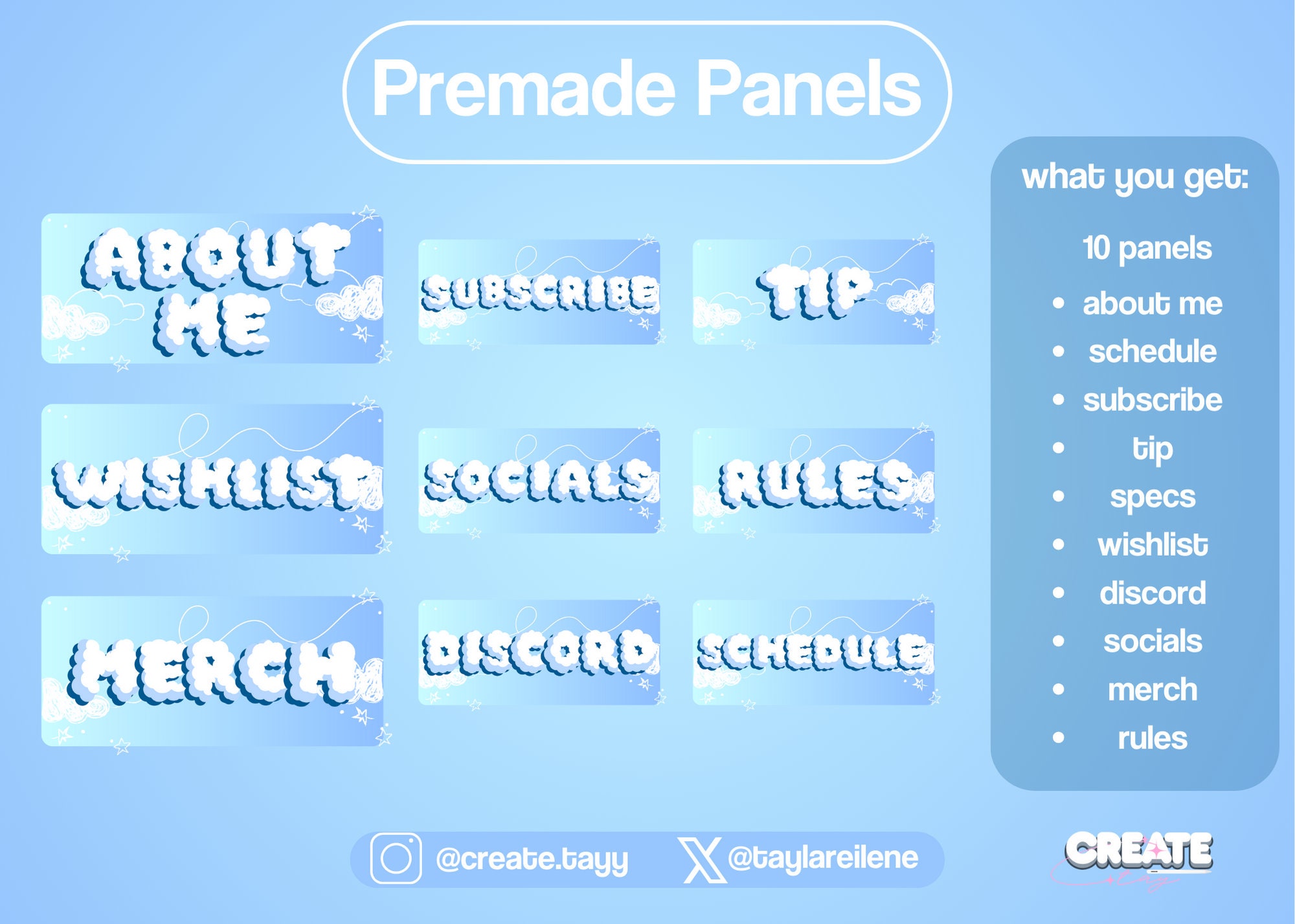 Cloud Panels | Streamer Panels, Cloud Theme, Blue Panels, Twitch Panels ...