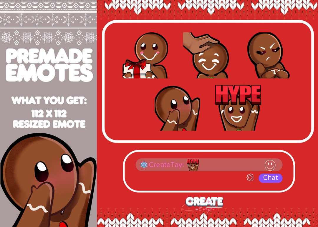 Gingerbread Emote Set - Etsy