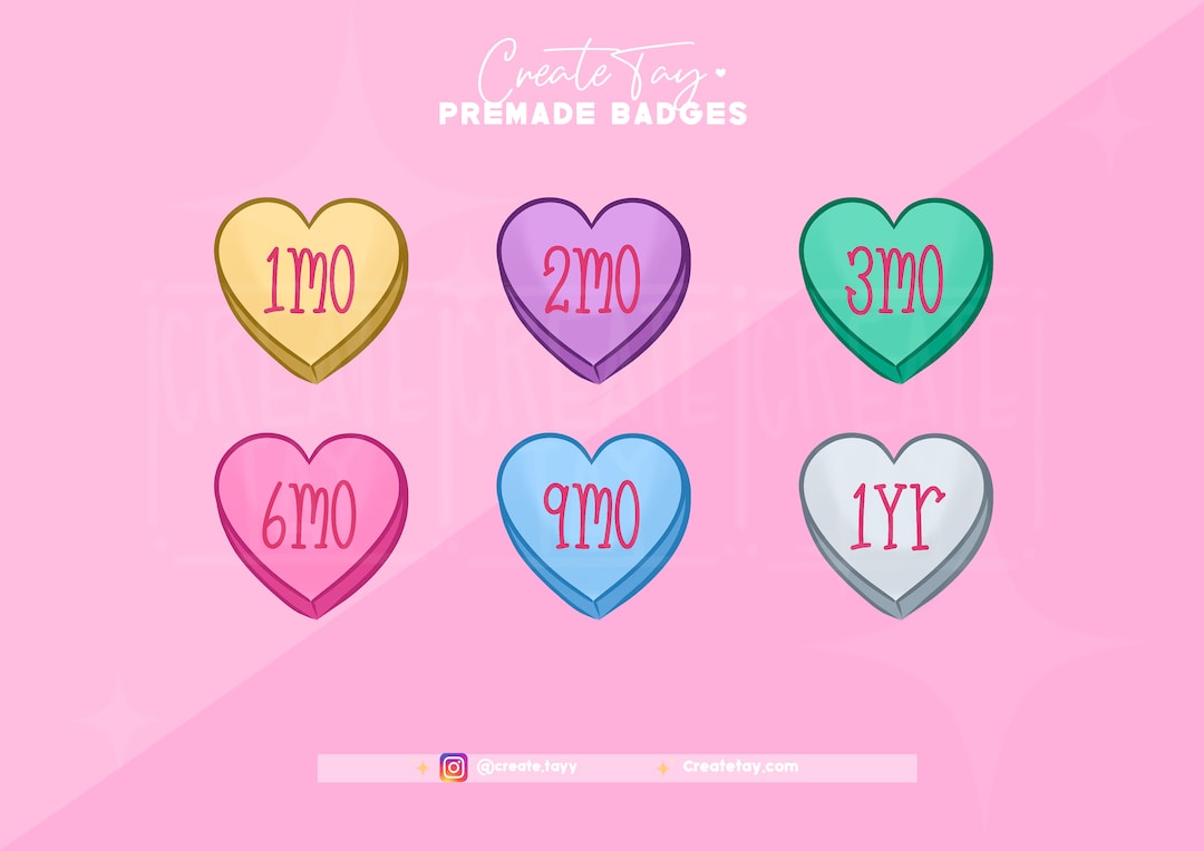 Candy Hearts Sub Badges - Etsy
